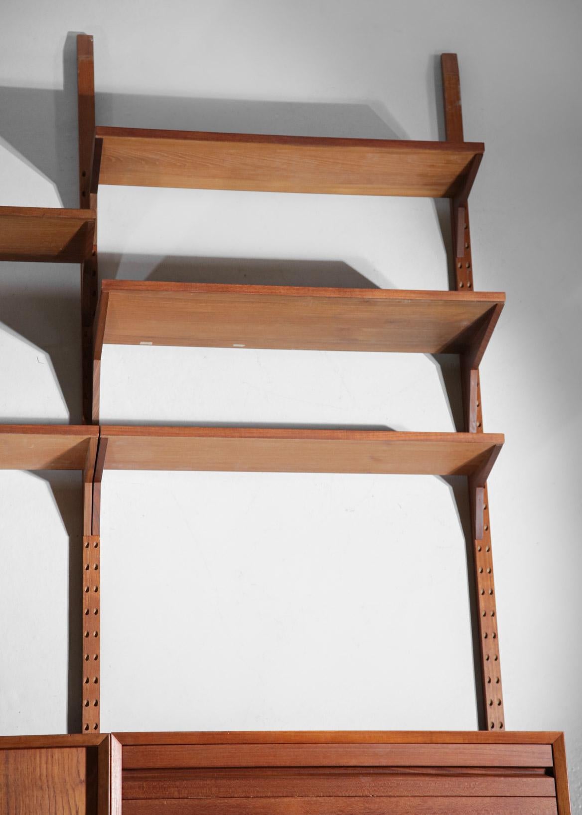 Large Danish Teak Wall Bookcase "ladder" by Poul Cadovius, F140 at 1stDibs
