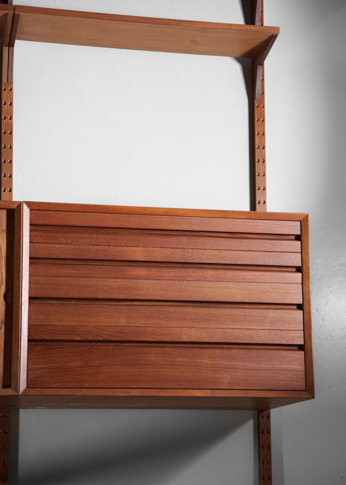 Large Danish Teak Wall Bookcase "ladder" by Poul Cadovius, F140 at 1stDibs