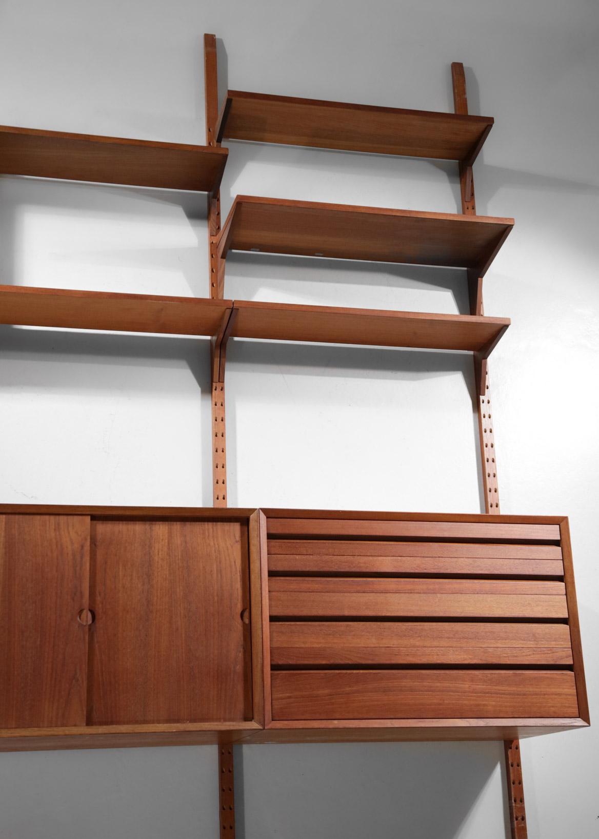 Large Danish Teak Wall Bookcase "ladder" by Poul Cadovius, F140 at 1stDibs