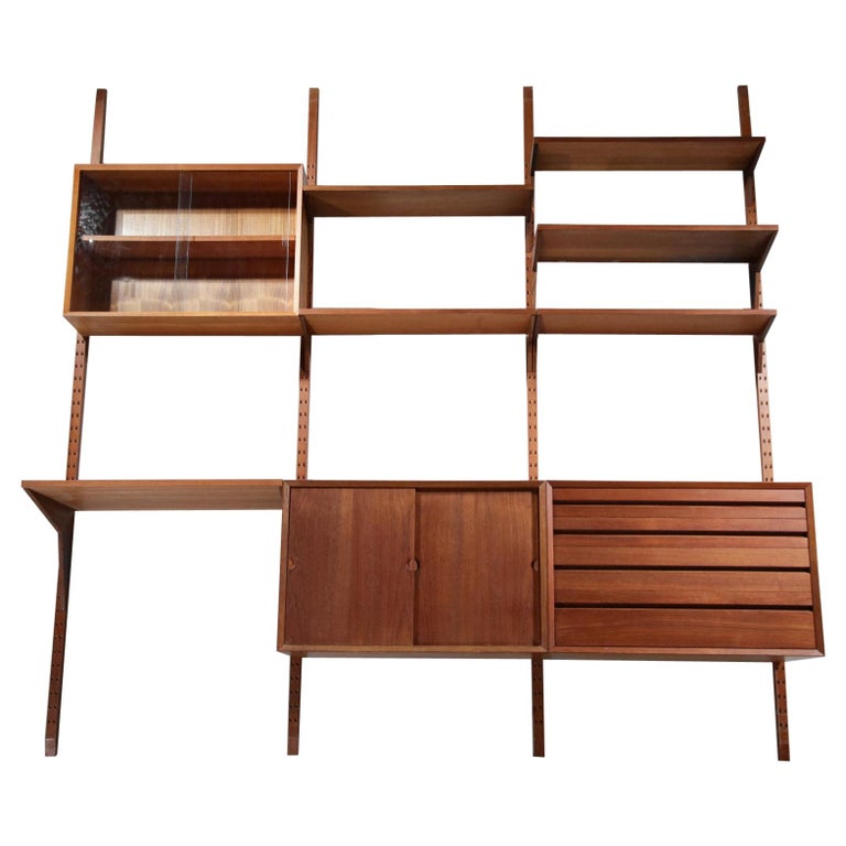 Large Danish Teak Wall Bookcase "ladder" by Poul Cadovius, F140 at 1stDibs