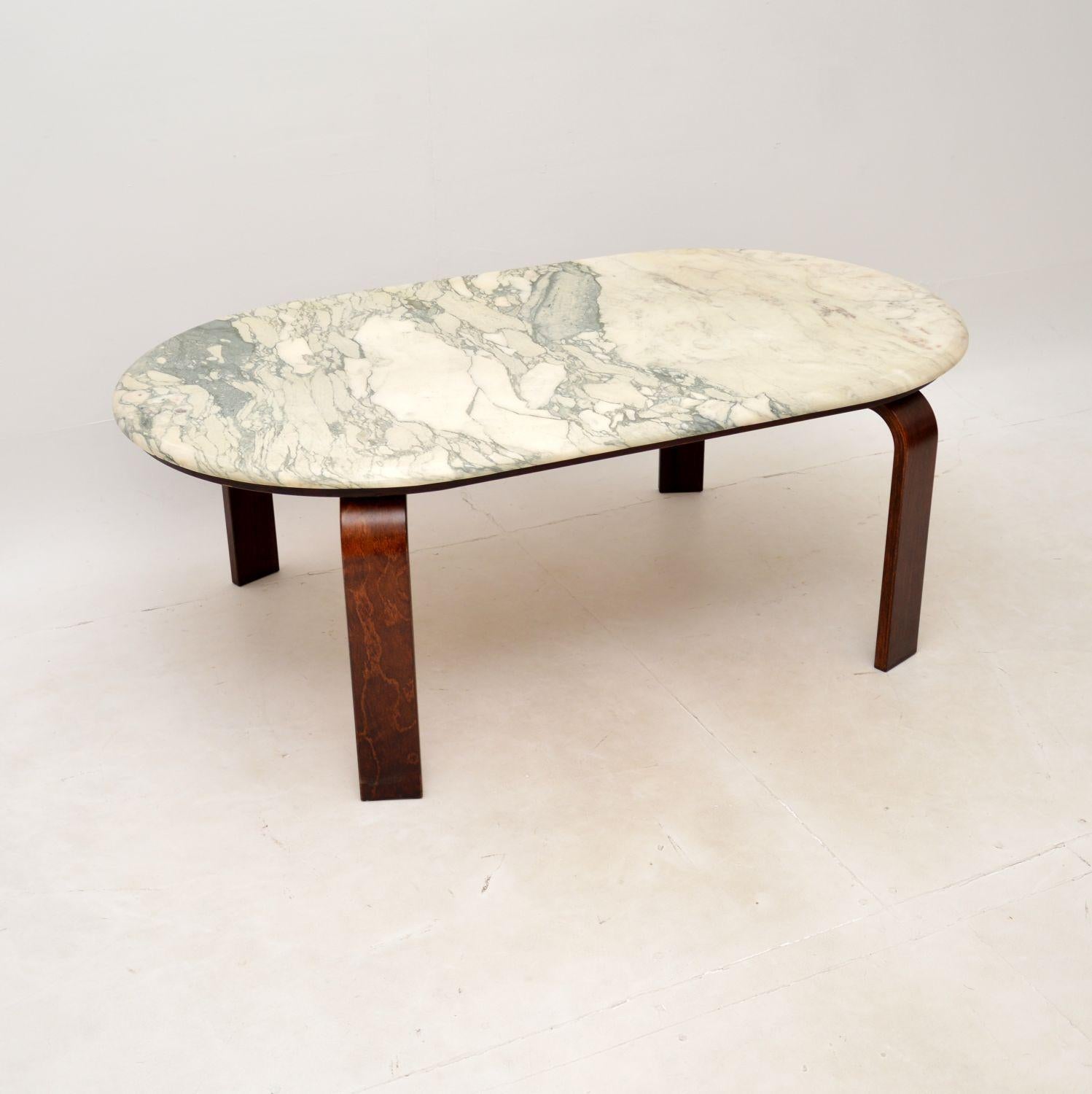 Large Danish Vintage Marble Top Coffee Table For Sale at 1stDibs