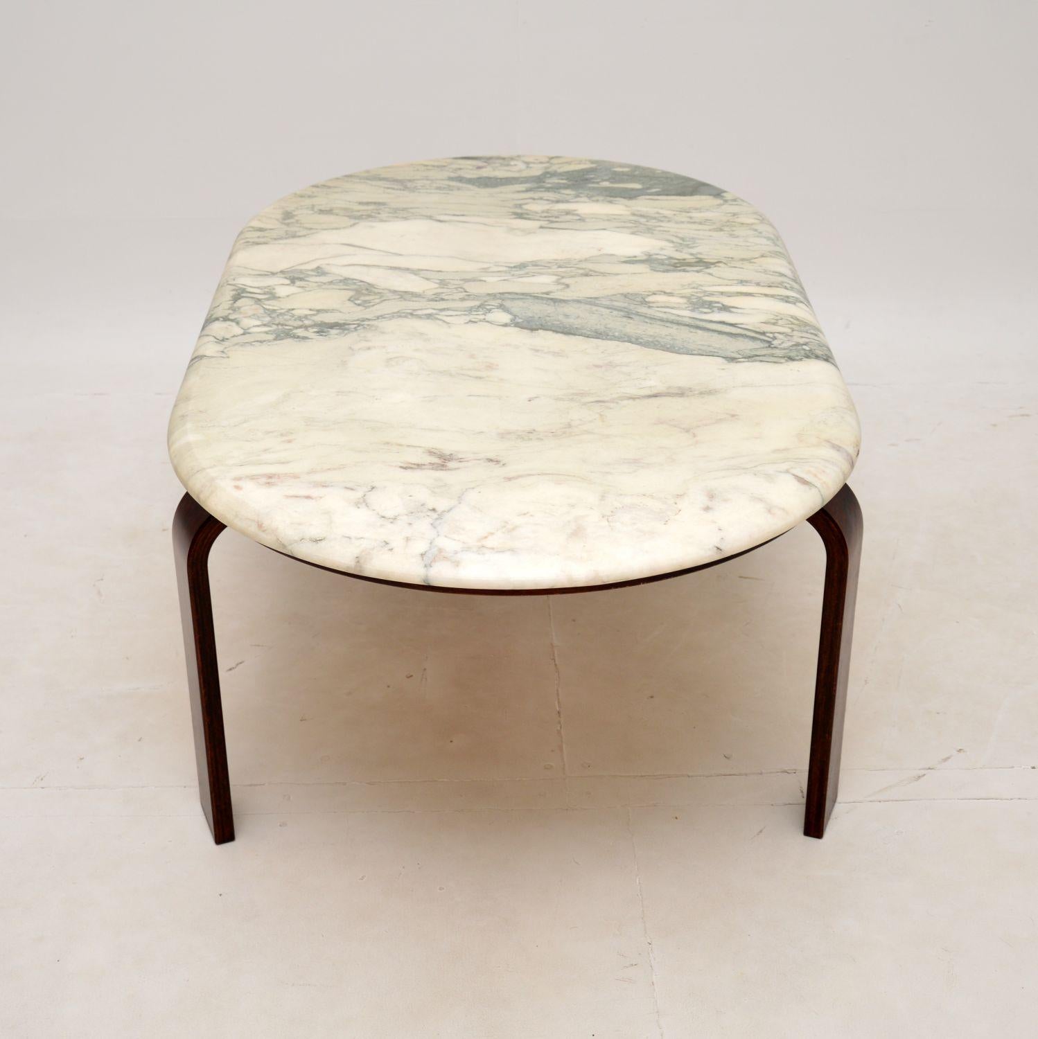 Large Danish Vintage Marble Top Coffee Table For Sale at 1stDibs
