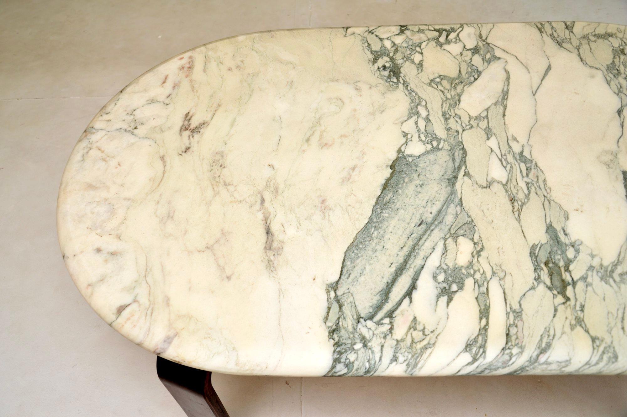 Large Danish Vintage Marble Top Coffee Table For Sale at 1stDibs