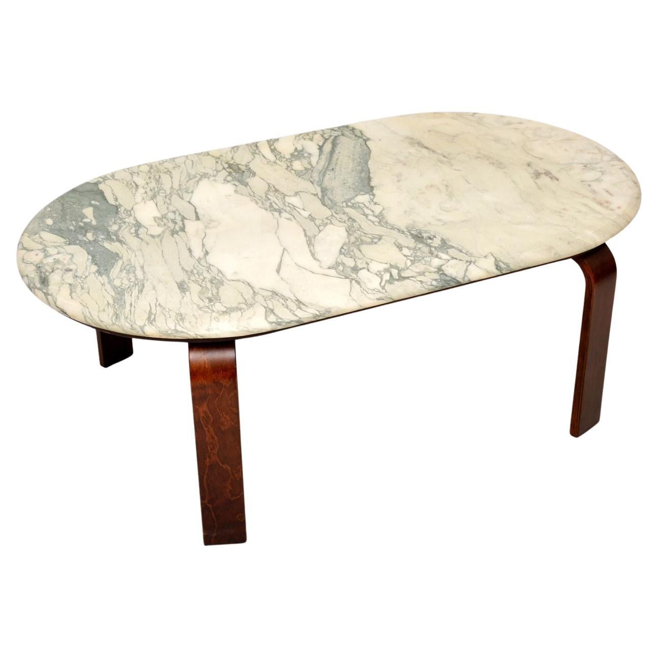 Large Danish Vintage Marble Top Coffee Table For Sale at 1stDibs