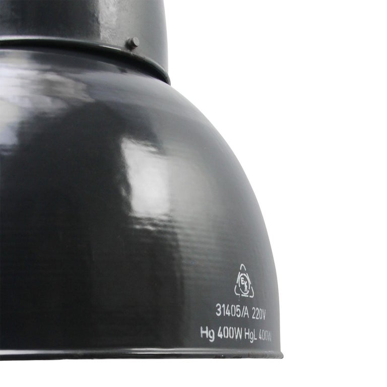 Large Dark Blue Enamel Vintage Industrial Cast Iron Top Pendant Lights ...
