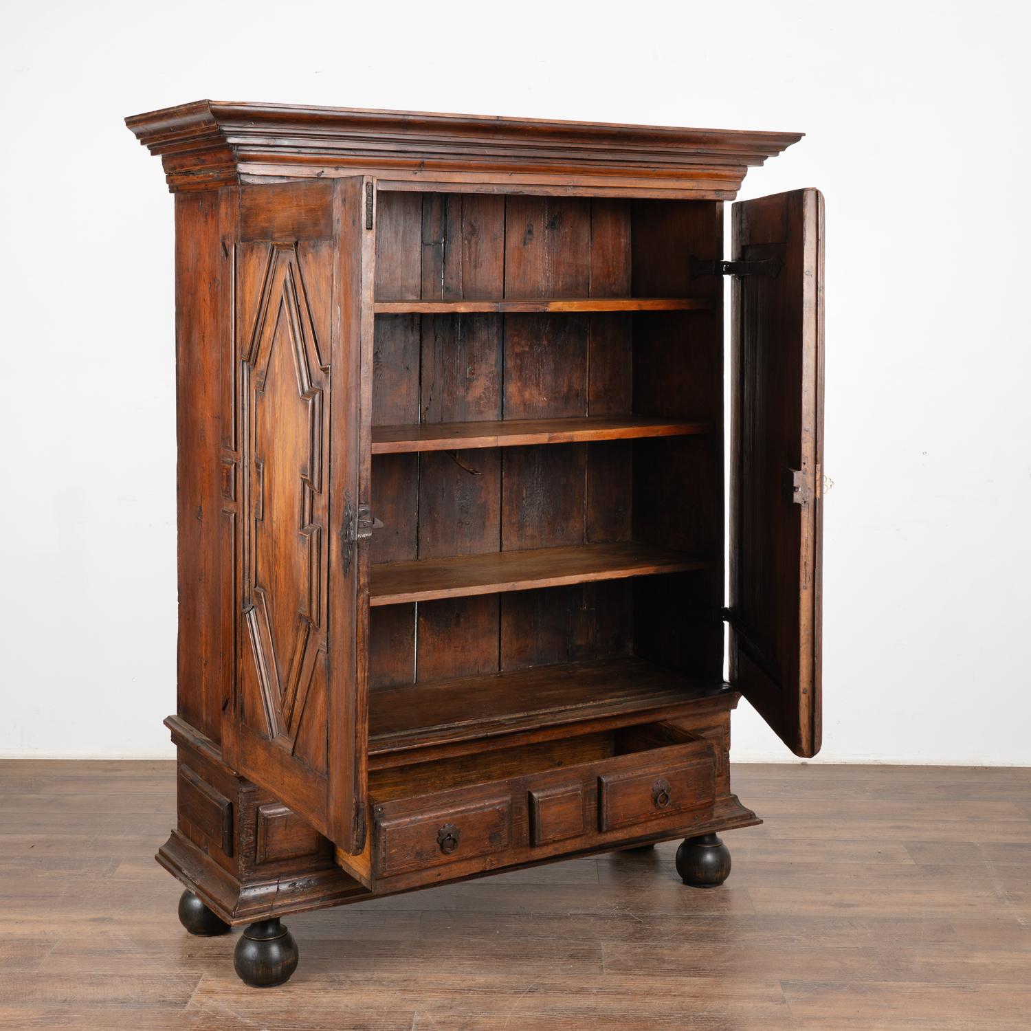 Large Dark Pine Two Door Baroque Armoire, Sweden circa 1800 For Sale at ...