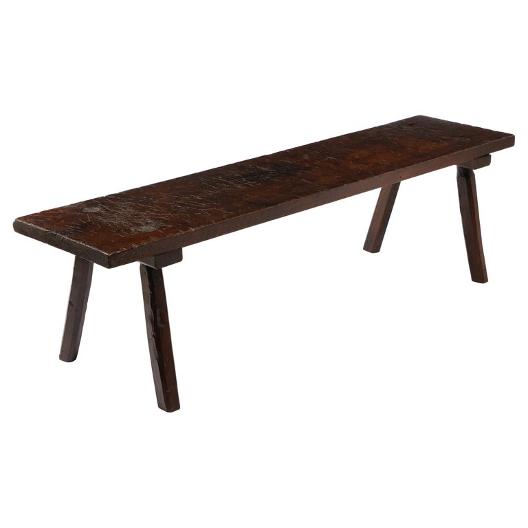 Large Dark Rustic Oak Bench, France 1950's For Sale at 1stDibs | dark ...
