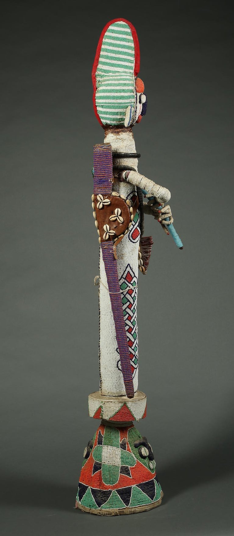 Large Decorative Beaded Warrior Figure on Cap, Yoruba, Late 20th ...