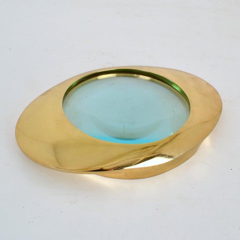 Large Decorative Brass Magnifying Glass Lens and Paper Weight For Sale ...