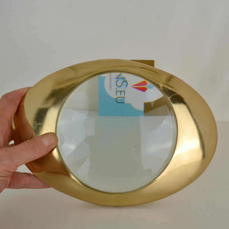 Large Decorative Brass Magnifying Glass Lens and Paper Weight For Sale ...