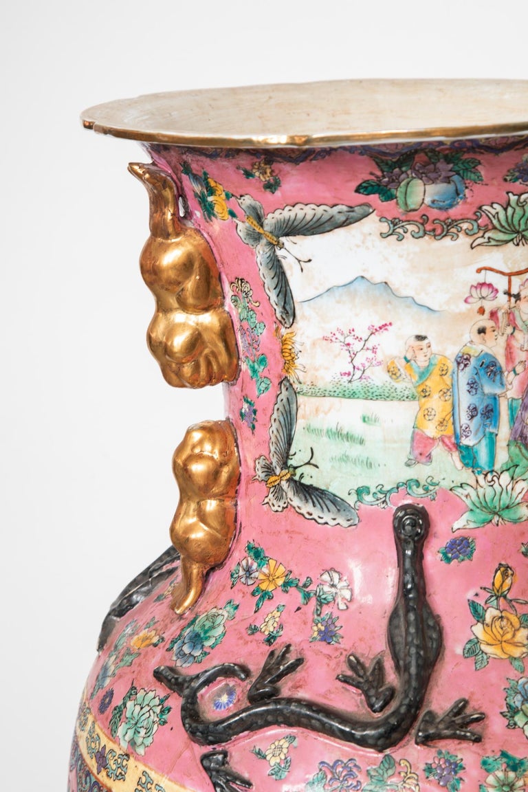 Large Decorative Chinese Polychrome Famille Rose Vase 20cth For Sale at ...