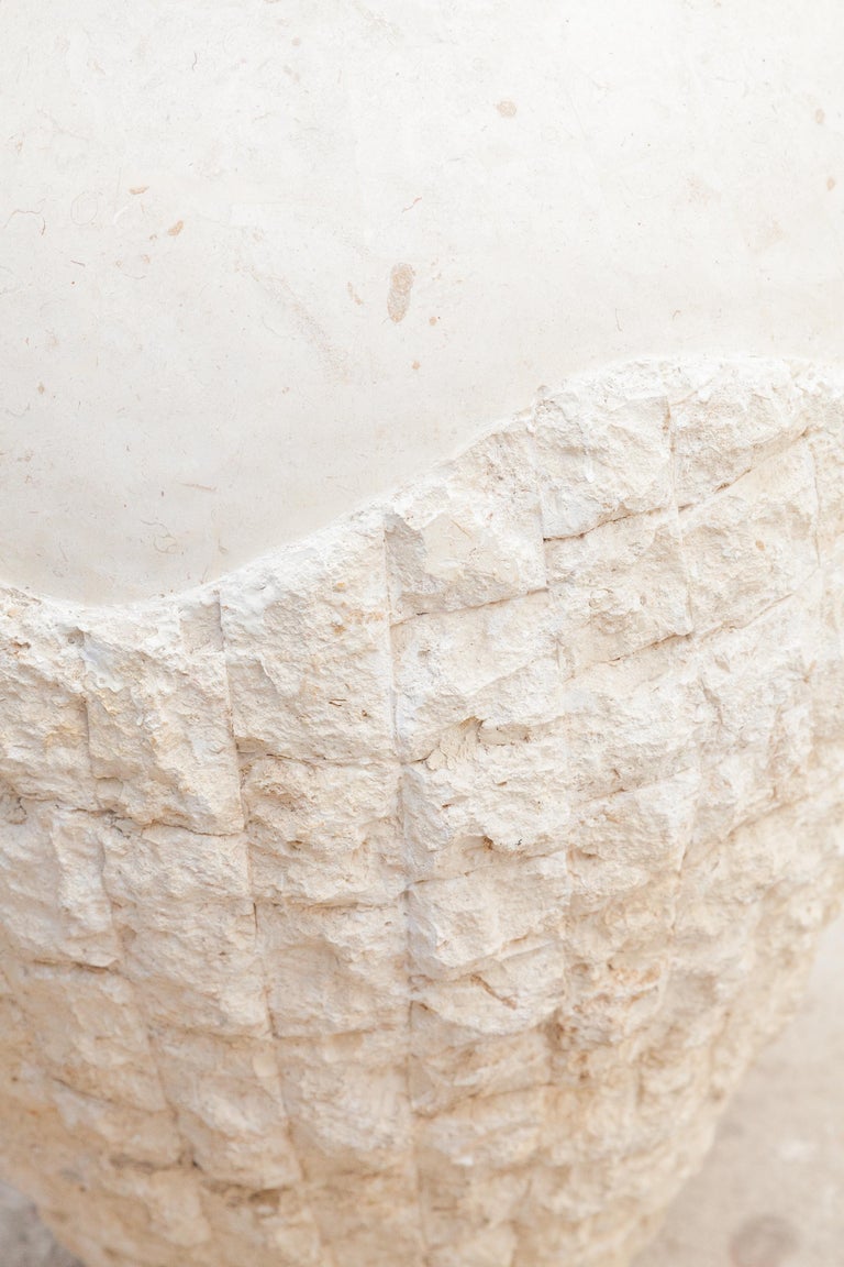 Large Decorative Mactan Stone Floor Vase, 1980s at 1stDibs