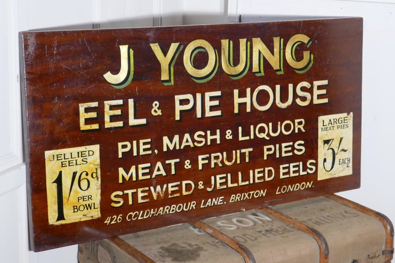 Large Decorative Painted Advertising Sign, Eel and Pie Shop at 1stDibs