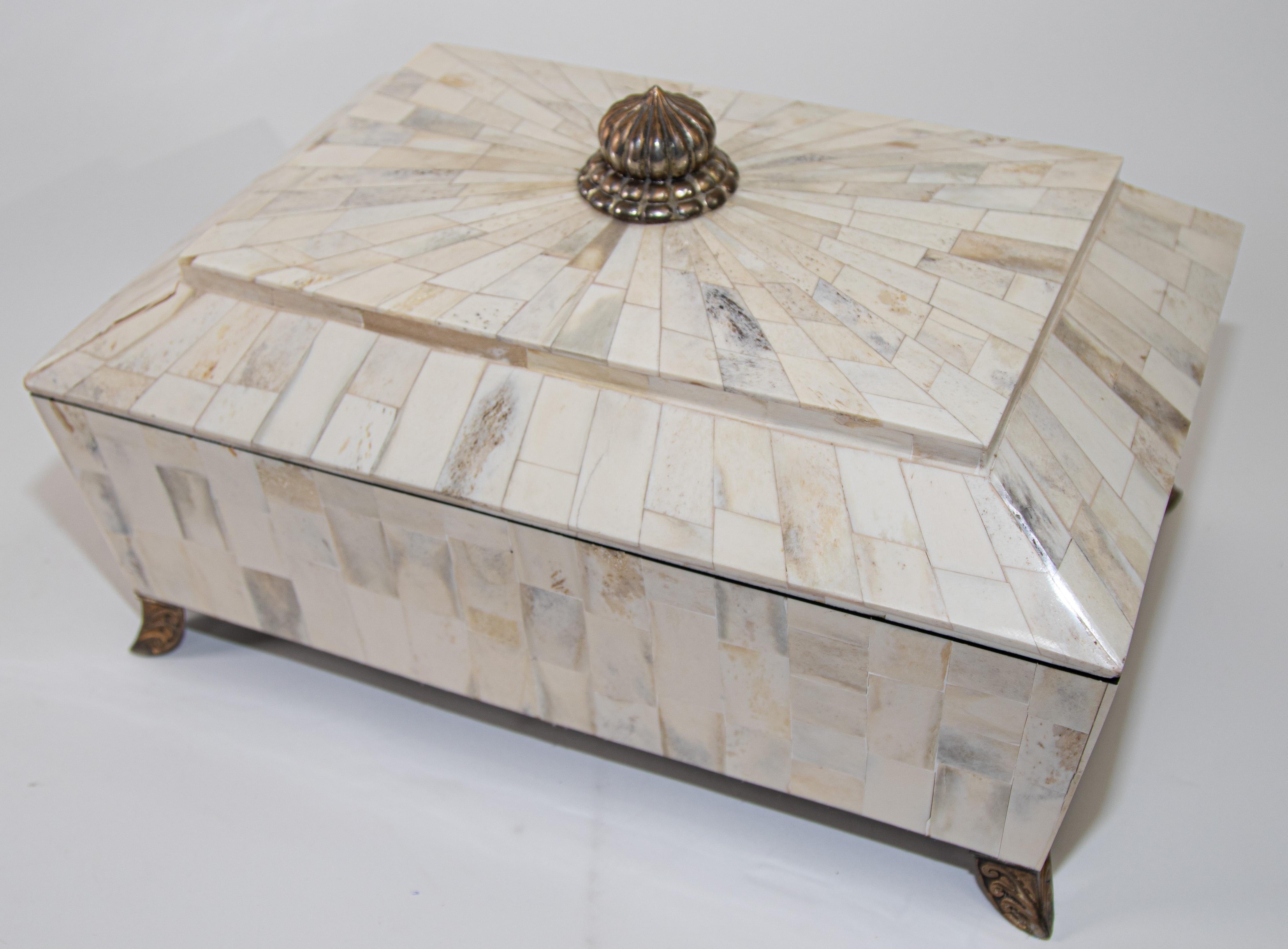 Large Decorative White Bone Footed Box by Maitland Smith For Sale at ...