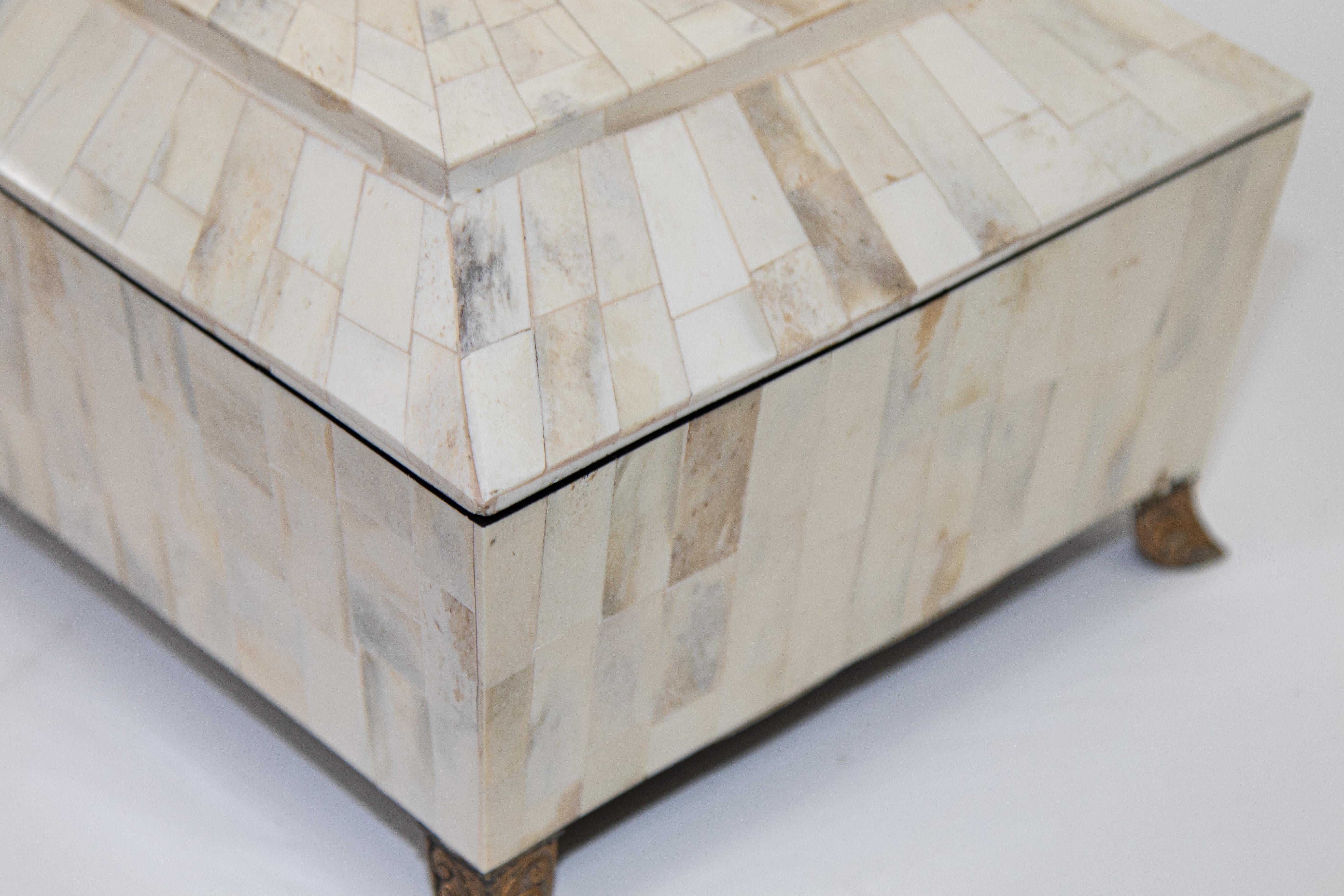 Large Decorative White Bone Footed Box by Maitland Smith For Sale at ...