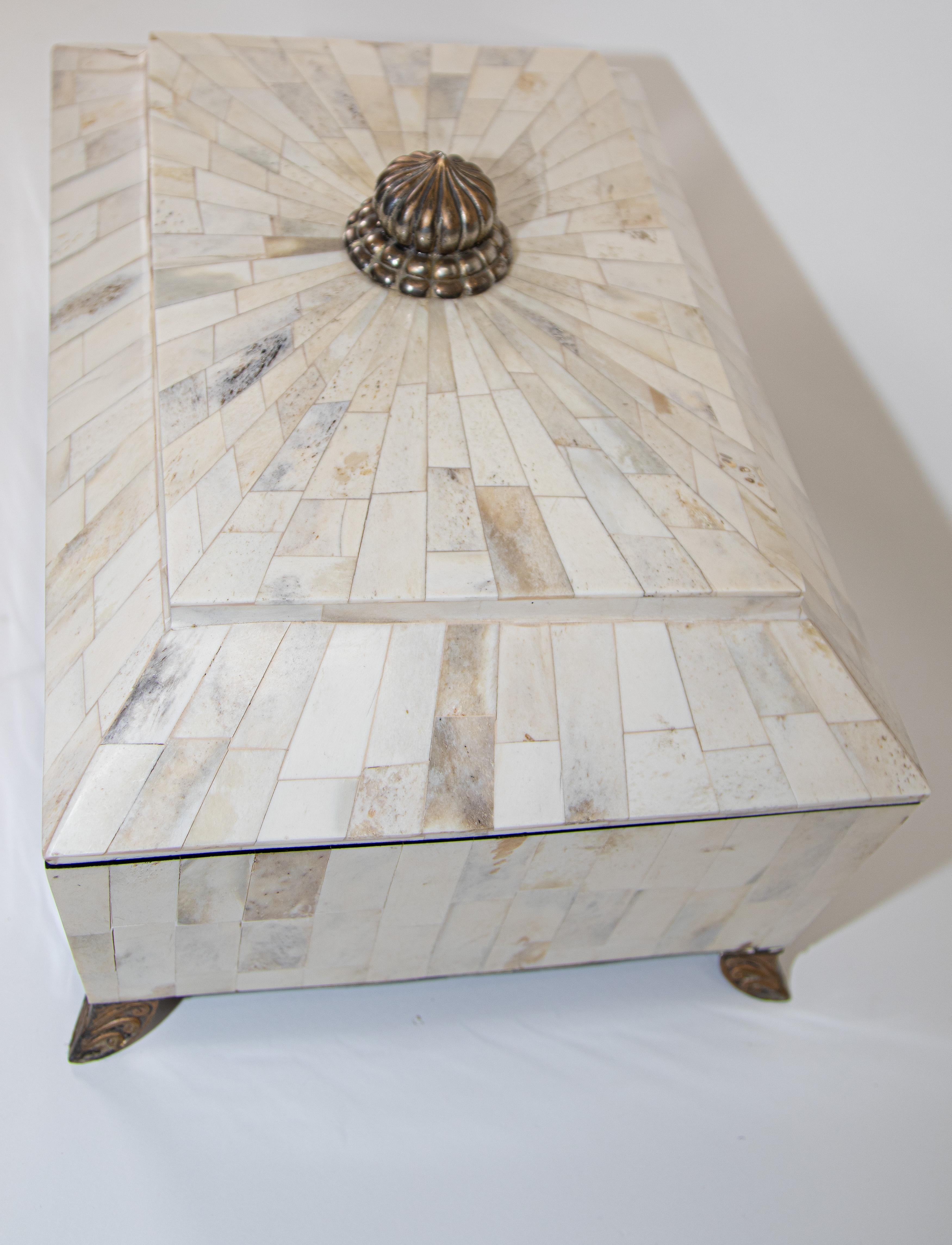 Large Decorative White Bone Footed Box by Maitland Smith For Sale at ...