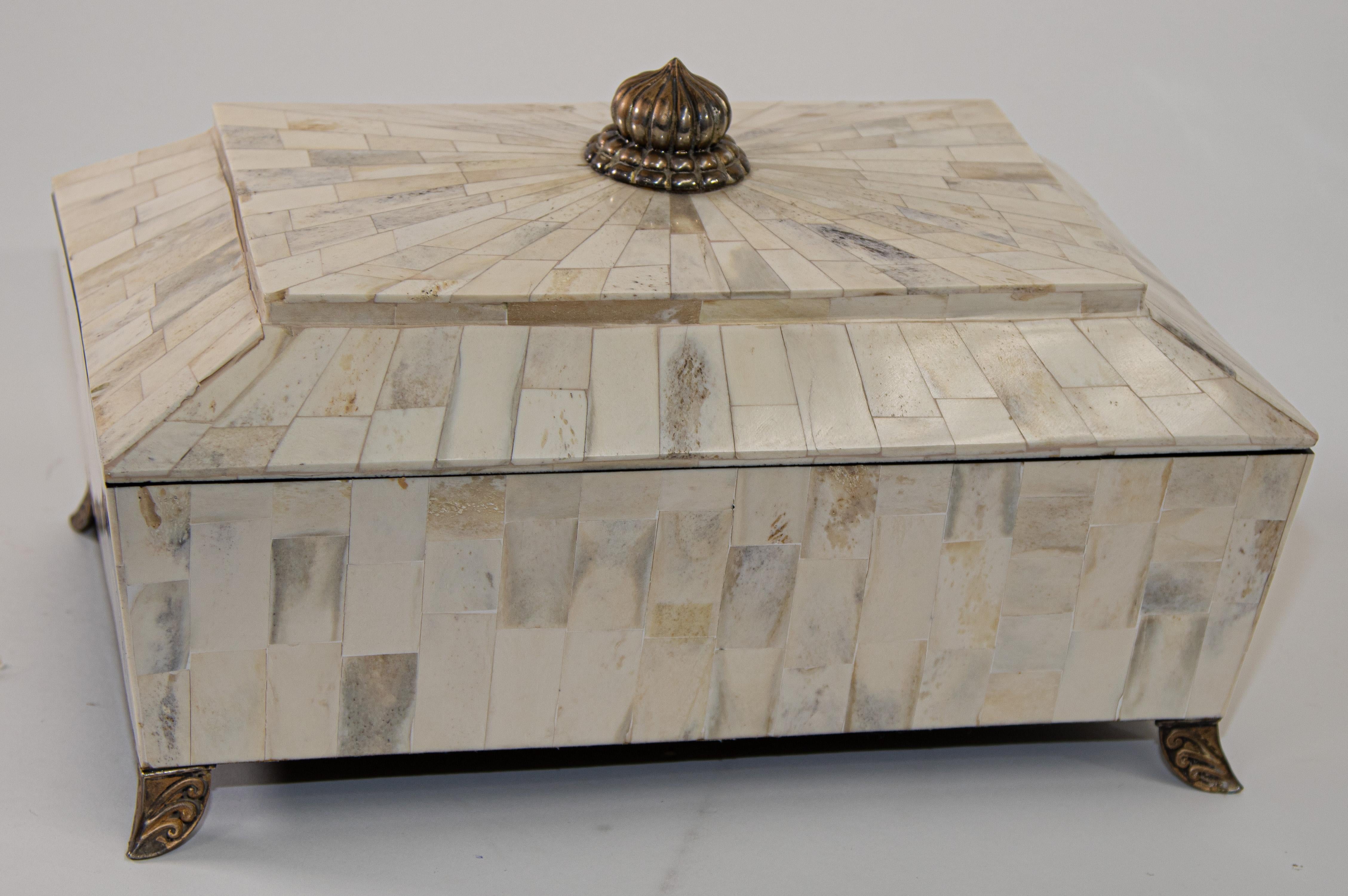 Large Decorative White Bone Footed Box by Maitland Smith For Sale at ...