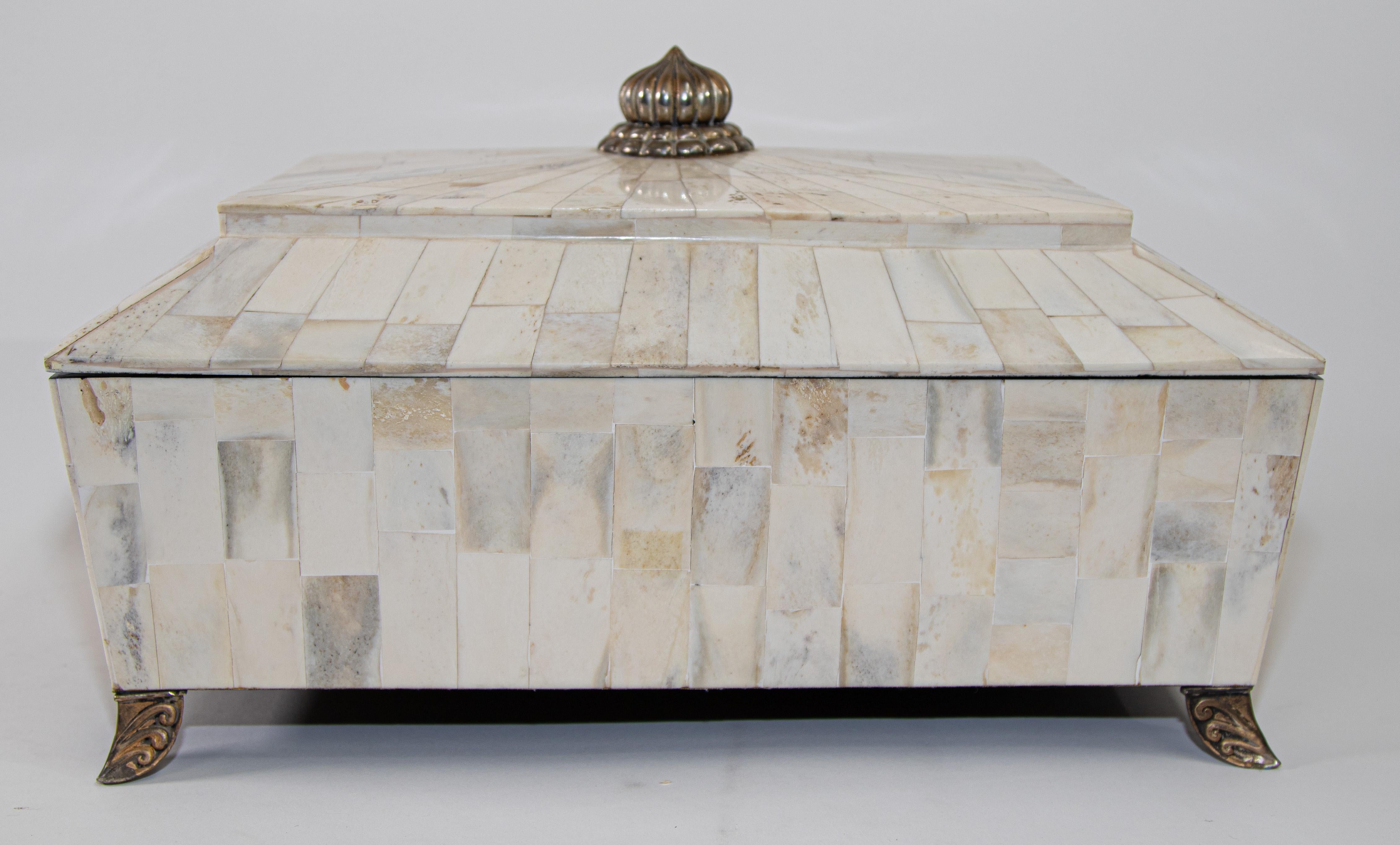 Large Decorative White Bone Footed Box by Maitland Smith For Sale at ...