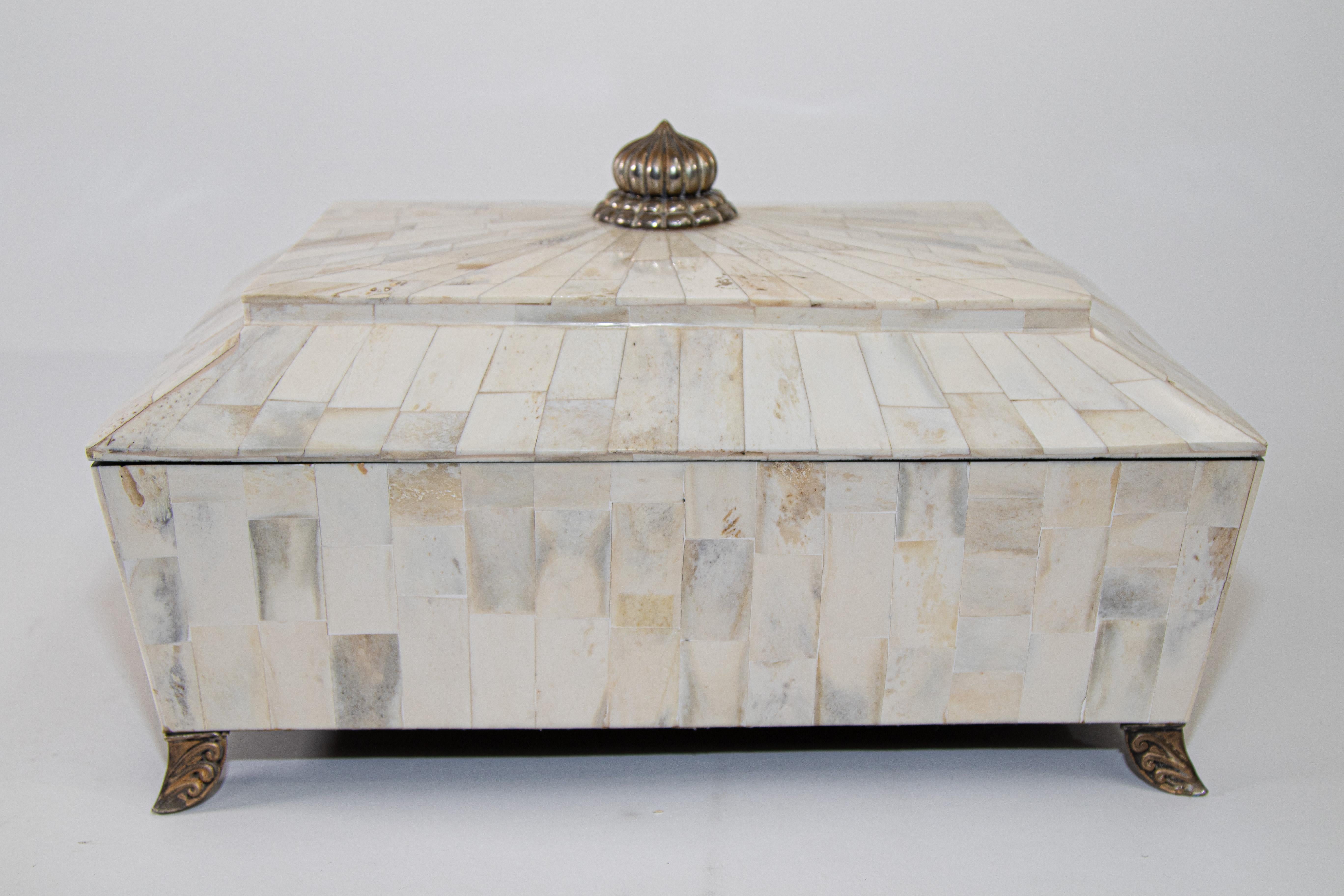 Large Decorative White Bone Footed Box by Maitland Smith For Sale at ...