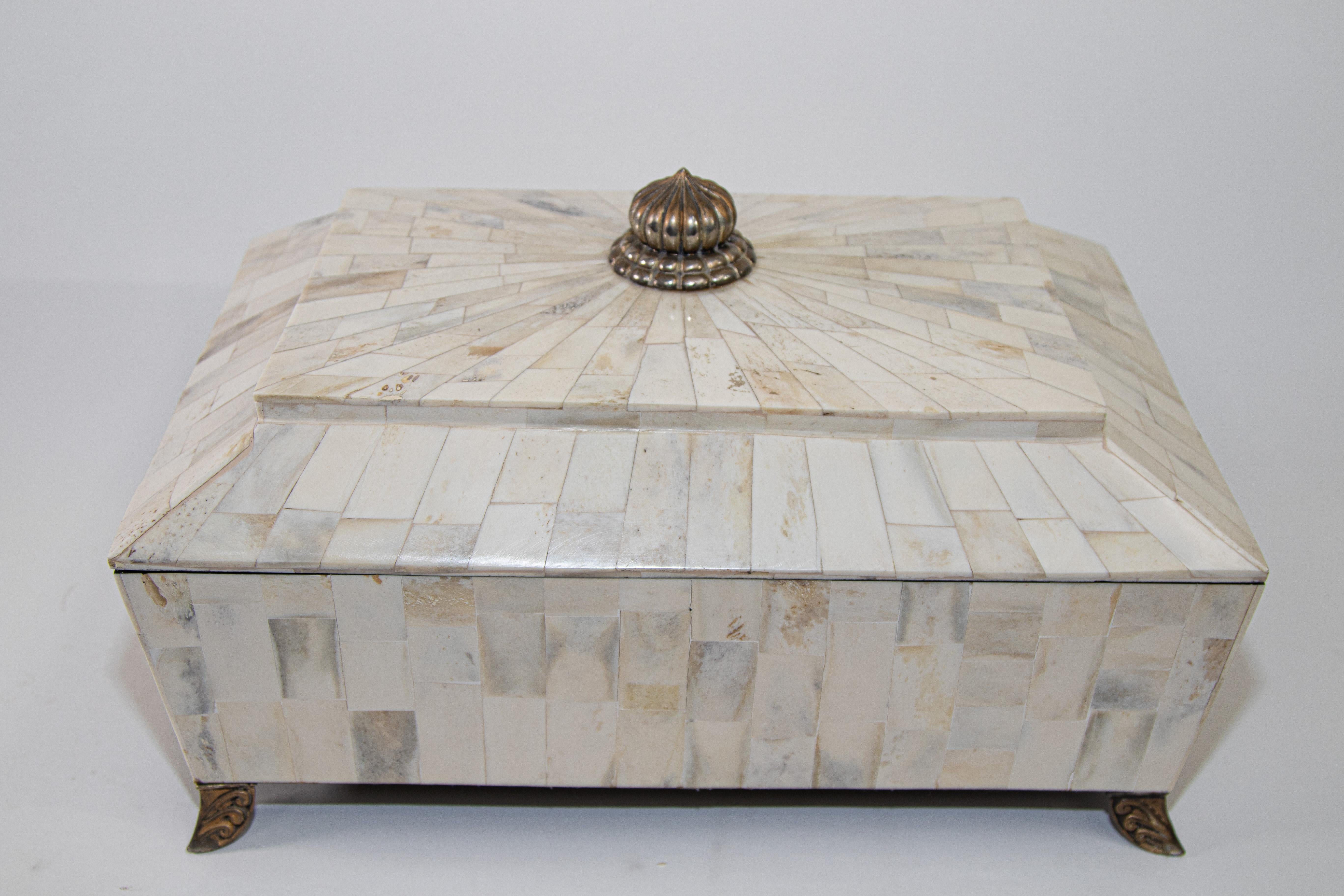 Large Decorative White Bone Footed Box by Maitland Smith For Sale at ...