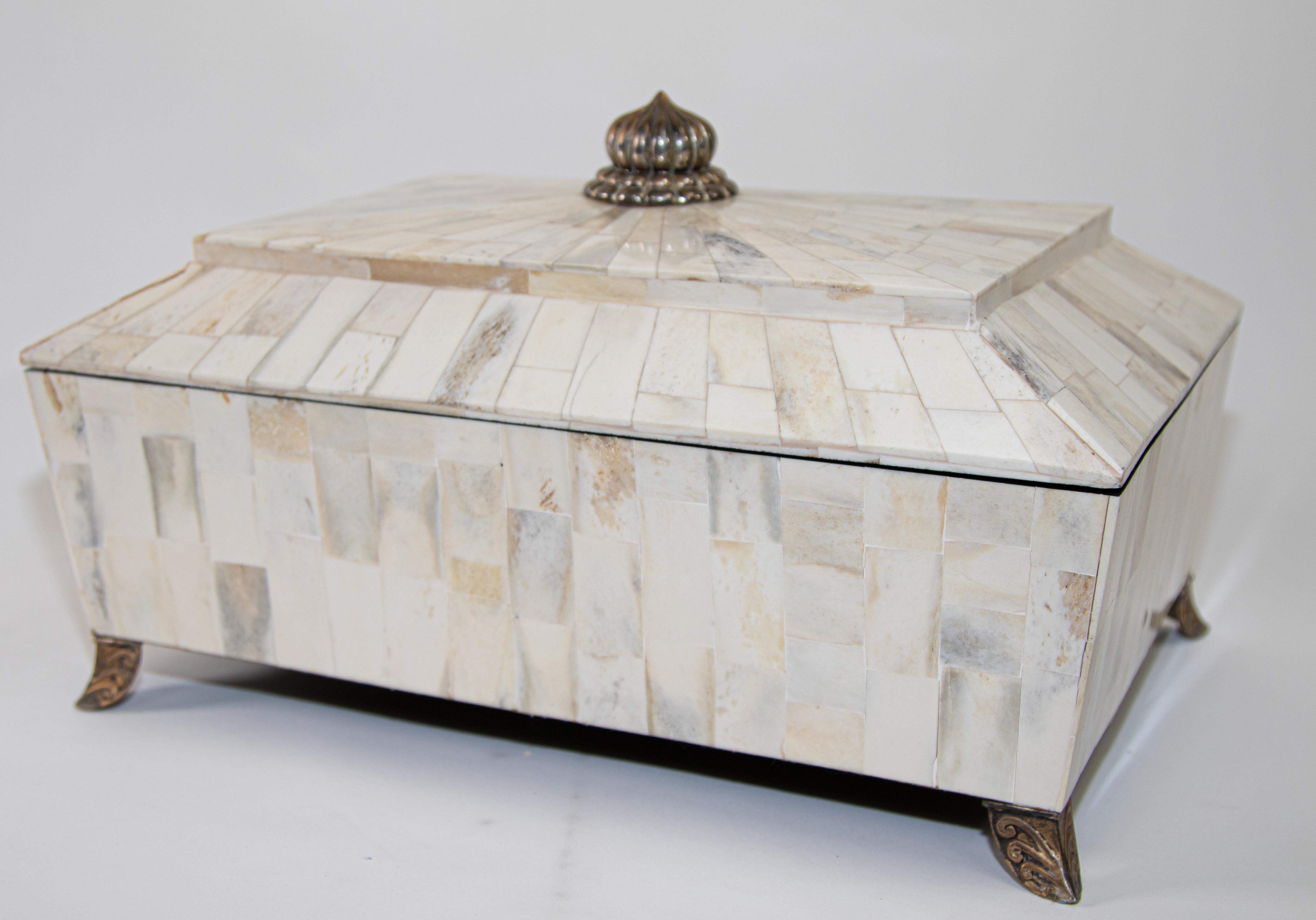 Large Decorative White Bone Footed Box by Maitland Smith For Sale at ...