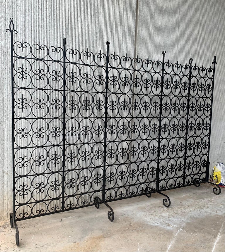 Large Decorative Wrought Iron Filigree Screen Room Divider For Sale at ...