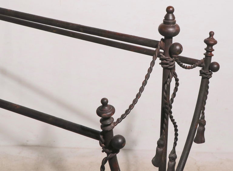 Large Decorative Wrought Iron Towel Rack w Tassels For Sale at 1stDibs