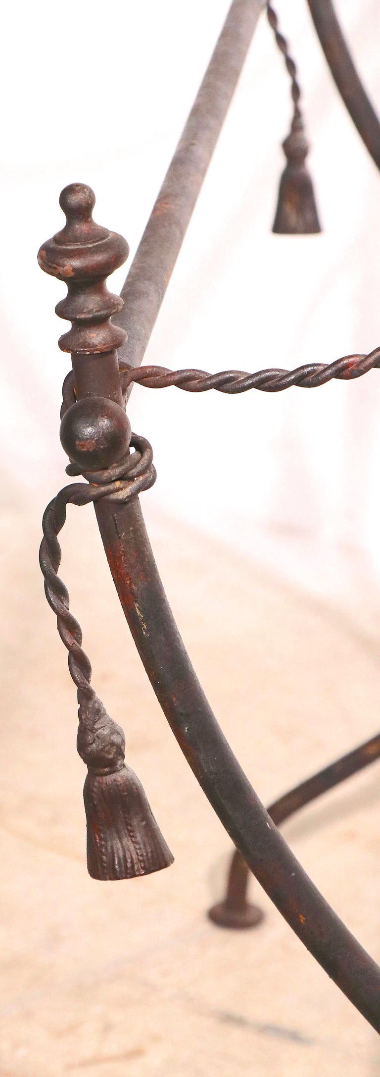 Large Decorative Wrought Iron Towel Rack w Tassels For Sale at 1stDibs