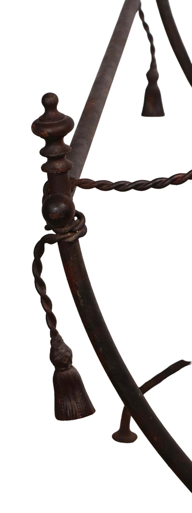 Large Decorative Wrought Iron Towel Rack w Tassels For Sale at 1stDibs