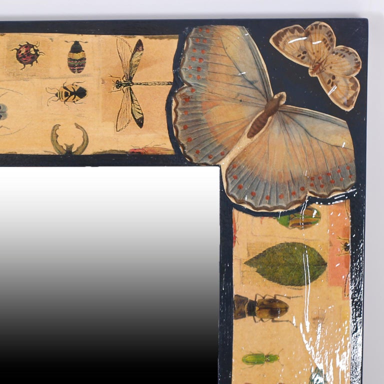 Large Découpage Square Mirror at 1stDibs | large square mirror