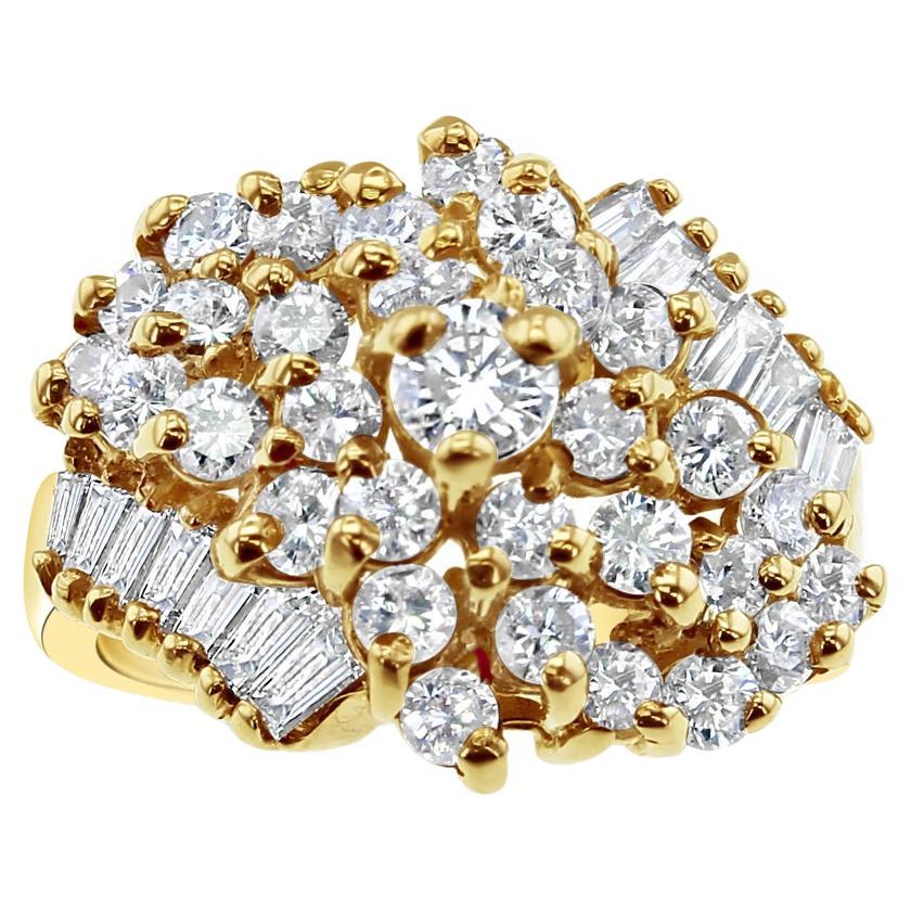 Basketweave Diamond Cluster Ring .20cttw 14k Yellow Gold For Sale at ...