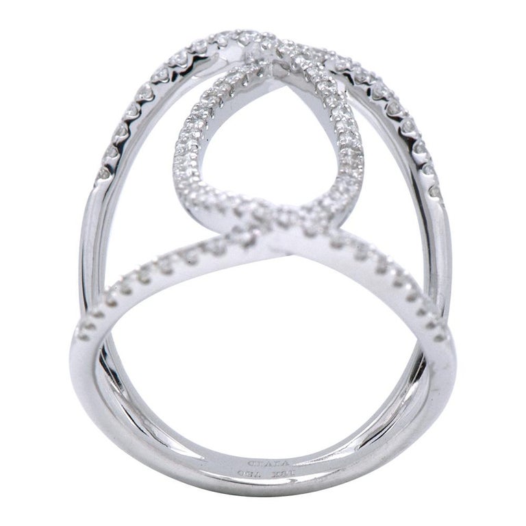 Large Diamond Crossover Fashion Ring For Sale at 1stDibs