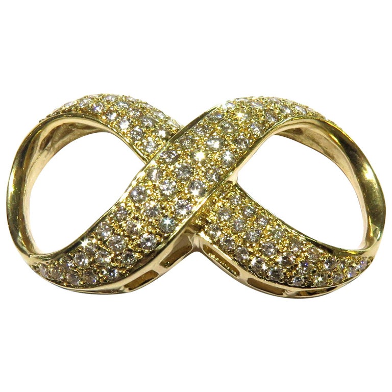 Large Diamond Infinity Gold Pendant Slide Charm at 1stDibs