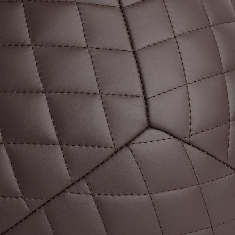 Diamond Ottoman 22" in Chocolate Brown Leather by Moses Nadel For Sale ...