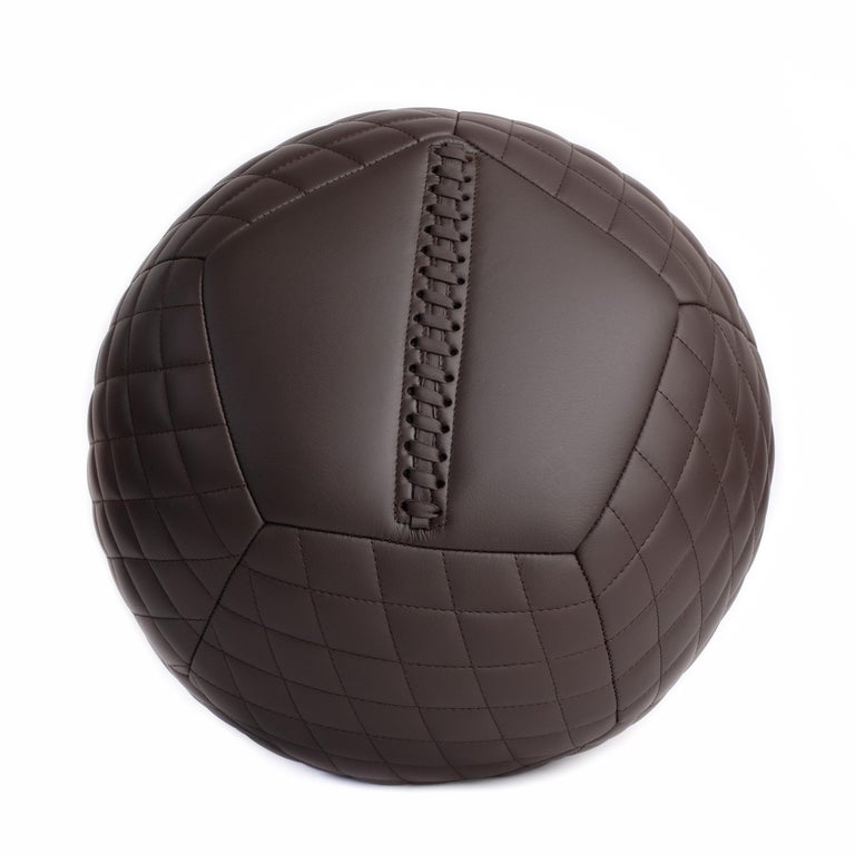 Diamond Ottoman 22" in Chocolate Brown Leather by Moses Nadel For Sale ...