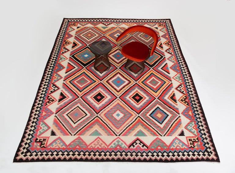 Large Diamond Pattern Kilim Rug at 1stDibs