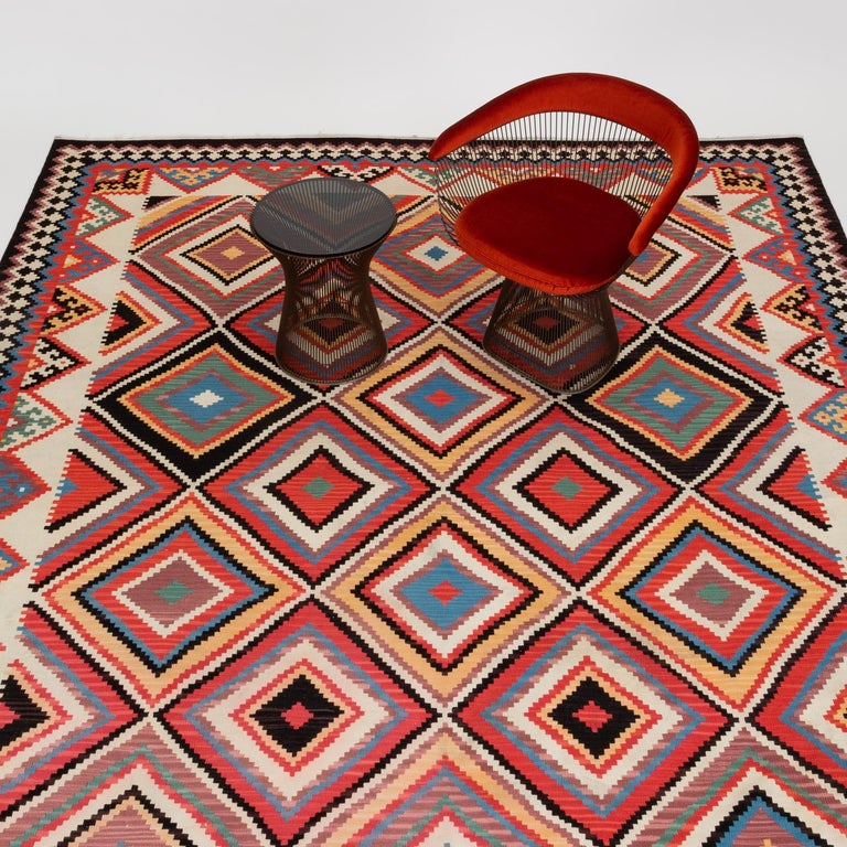 Large Diamond Pattern Kilim Rug at 1stDibs