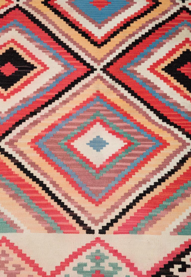 Large Diamond Pattern Kilim Rug at 1stDibs
