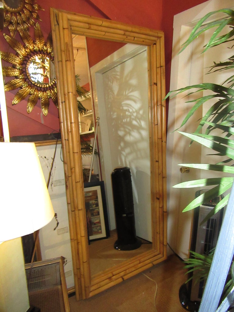 Large Dimensional Bamboo Frame Full Length Mirror at 1stDibs