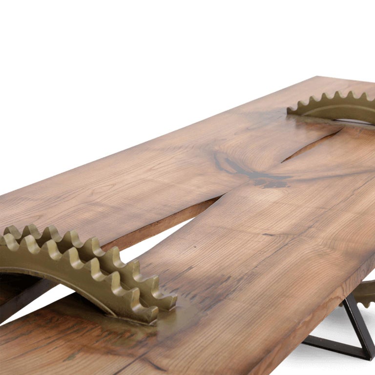 Industrial Rustic Dining, Conference Room Wooden Table with Cast Iron ...