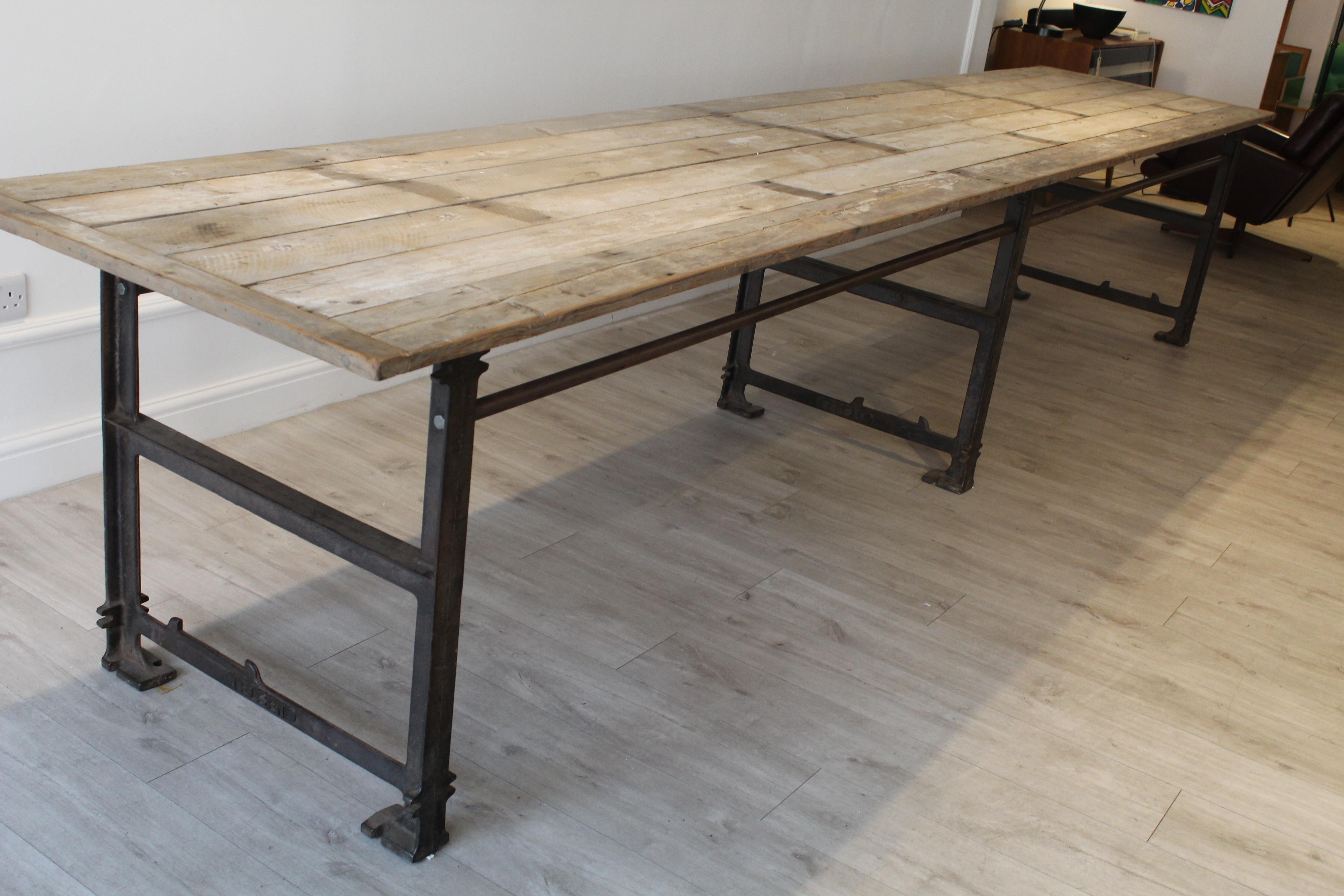 Large Dining Table Reclaimed Wood Industrial Base Handmade One of a ...