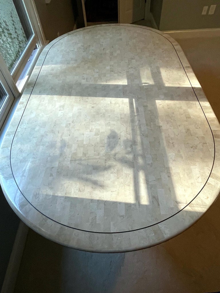 Large Dining Table with Stone Mosaic Surface by Karl Springer For Sale ...