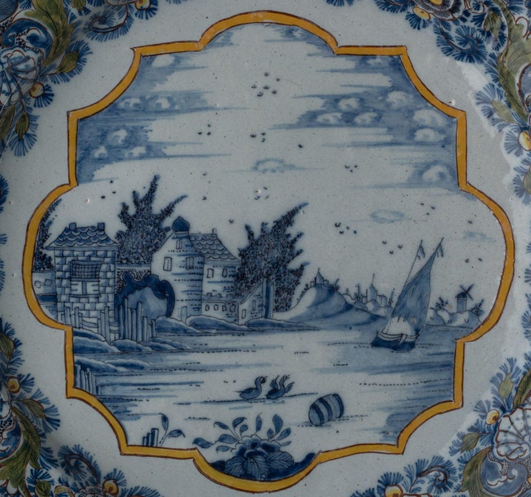 Large Dish with a Dutch Water Landscape Delft, 1760-1780 For Sale at ...