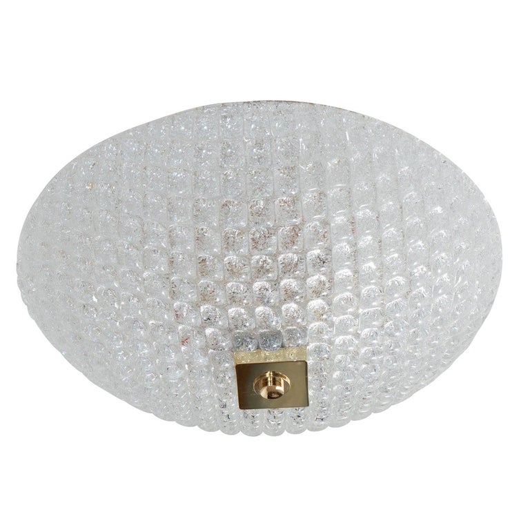 Large Dome Form Textured Glass Flush Mount Fixture For Sale at 1stDibs