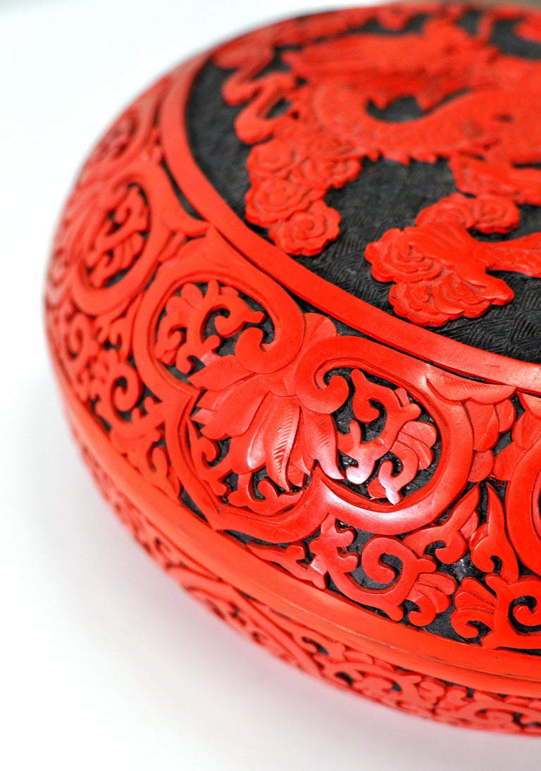 Large Domed Chinese Cinnabar Box at 1stDibs
