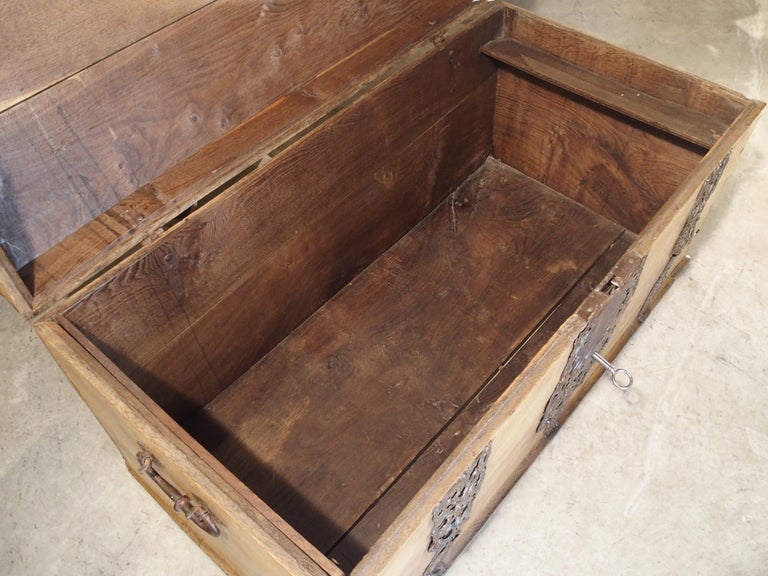 Large Domed Oak German Baroque Trunk with Decorative Iron Strapwork ...