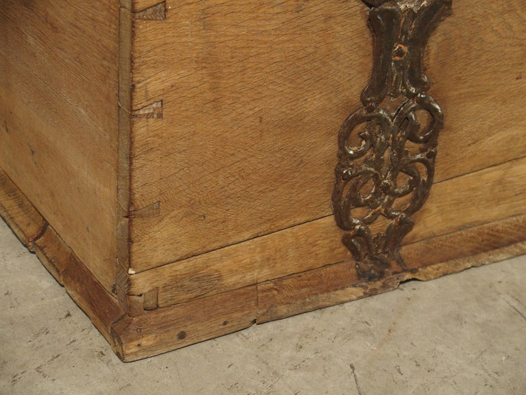 Large Domed Oak German Baroque Trunk with Decorative Iron Strapwork ...