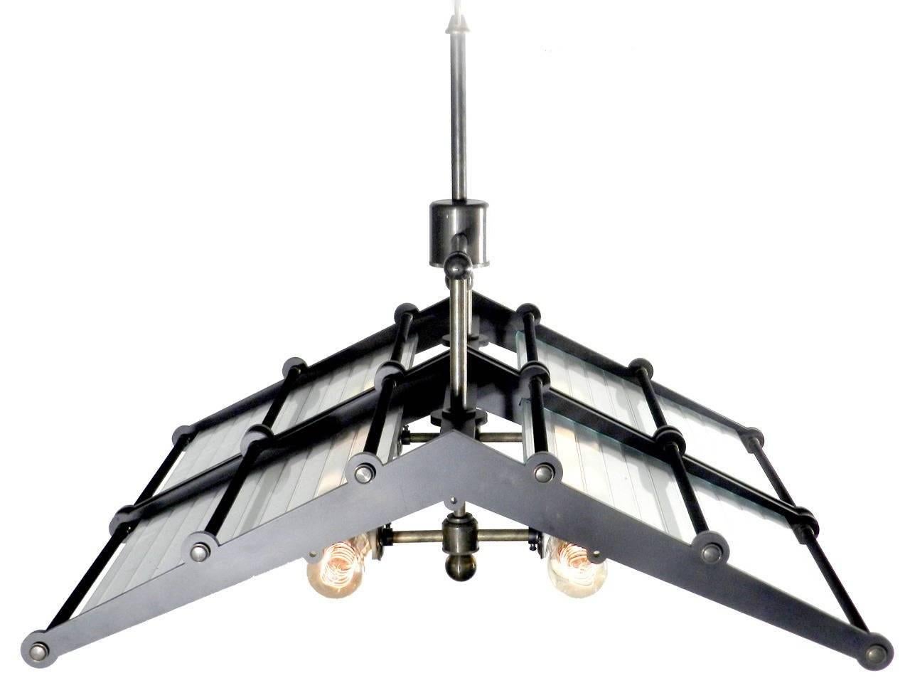 Large Double Chevron Eight-Light Chandelier For Sale at 1stDibs