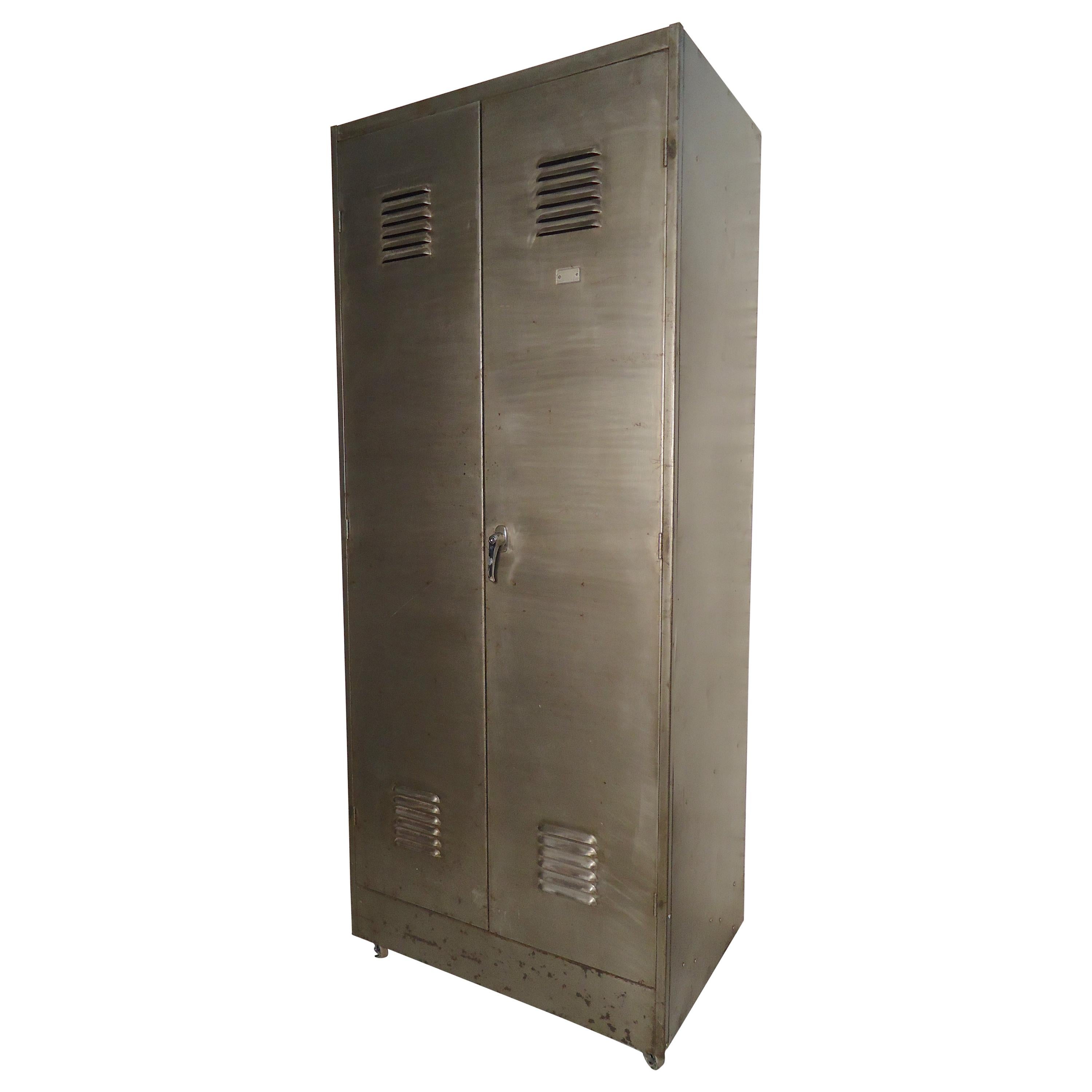 Large Double Door Metal Cabinet On Casters For Sale at 1stDibs | large ...