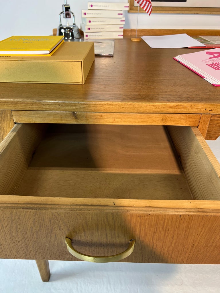 Large Double Face Desk in Oak, 1950's For Sale at 1stDibs